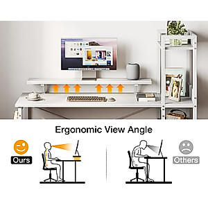 ODK Computer Desk with Storage Shelves and Monitor Stand, 40 Inch Gaming Desk with Bookshelf, Reversible Study Table for Home Office, Small Space Bedroom, Black