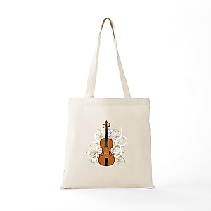 CafePress Violin Swirls (For Dark Colours) Tote Bag Canvas Tote Shopping Bag