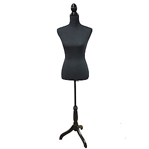 Female Dress Form Mannequin Torso Adjustable Height Mannequin Body with Tripod Stand for Clothing Dress Jewelry Display, Black