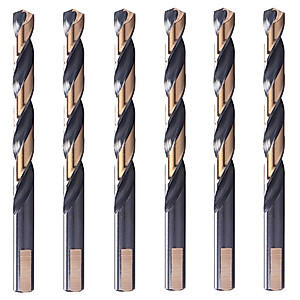 6 PCS,1/2", Black and Gold Twist Drill Bits