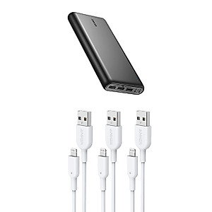Anker Powerline II Lightning Cable (3 Pack) & PowerCore 26800 Portable Charger, Compatible with iPhone SE 11 11 Pro 11 Pro Max Xs Max XR X, iPad, and More