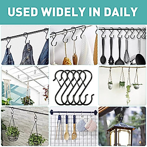 12 Pcs S Hooks for Hanging Heavy Duty, 3.5-inch Heavy Duty Metal S Hooks with Safety Buckle, S Shaped Hooks, Pot Rack Hooks, Closet Hooks, S Hooks for Hanging Plants, Kitchen Utensil, Pot, Pan, Bags.