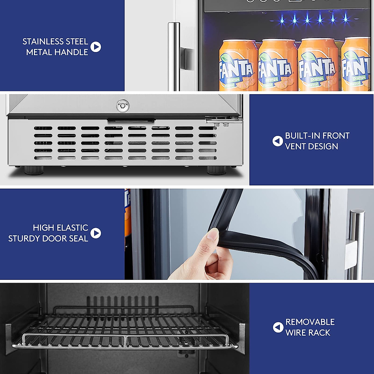 BODEGA Beverage Refrigerator Cooler,15 inch drink fridge under counter,100 cans mini Fridge with Glass Door for Soda Beer,Wine,Beverage Cooler for Home,Kitchen, Bar or Office.