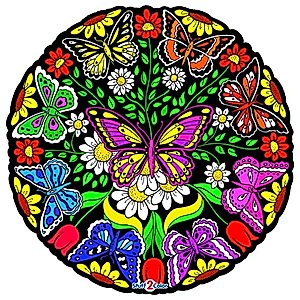 Stuff2Color Butterfly Fuzzy Velvet Mandala - 20x20 Inches - Coloring Poster