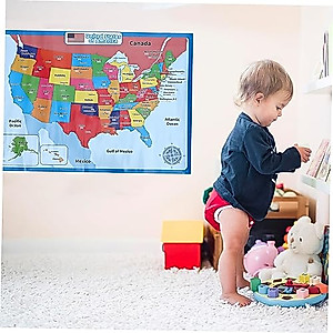 Ciieeo 1 Sheet United States map US map poster school accessory kids supplies playroom decor usa map for kids school supply portable synthetic paper hanging pictures child