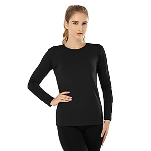 MANCYFIT Womens Thermal Tops Fleece Lined Shirt Long Sleeve Base Layer Black XX-Large