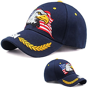 USA-Flag Eagles-Hat American Baseball-Cap Embroidered Navy