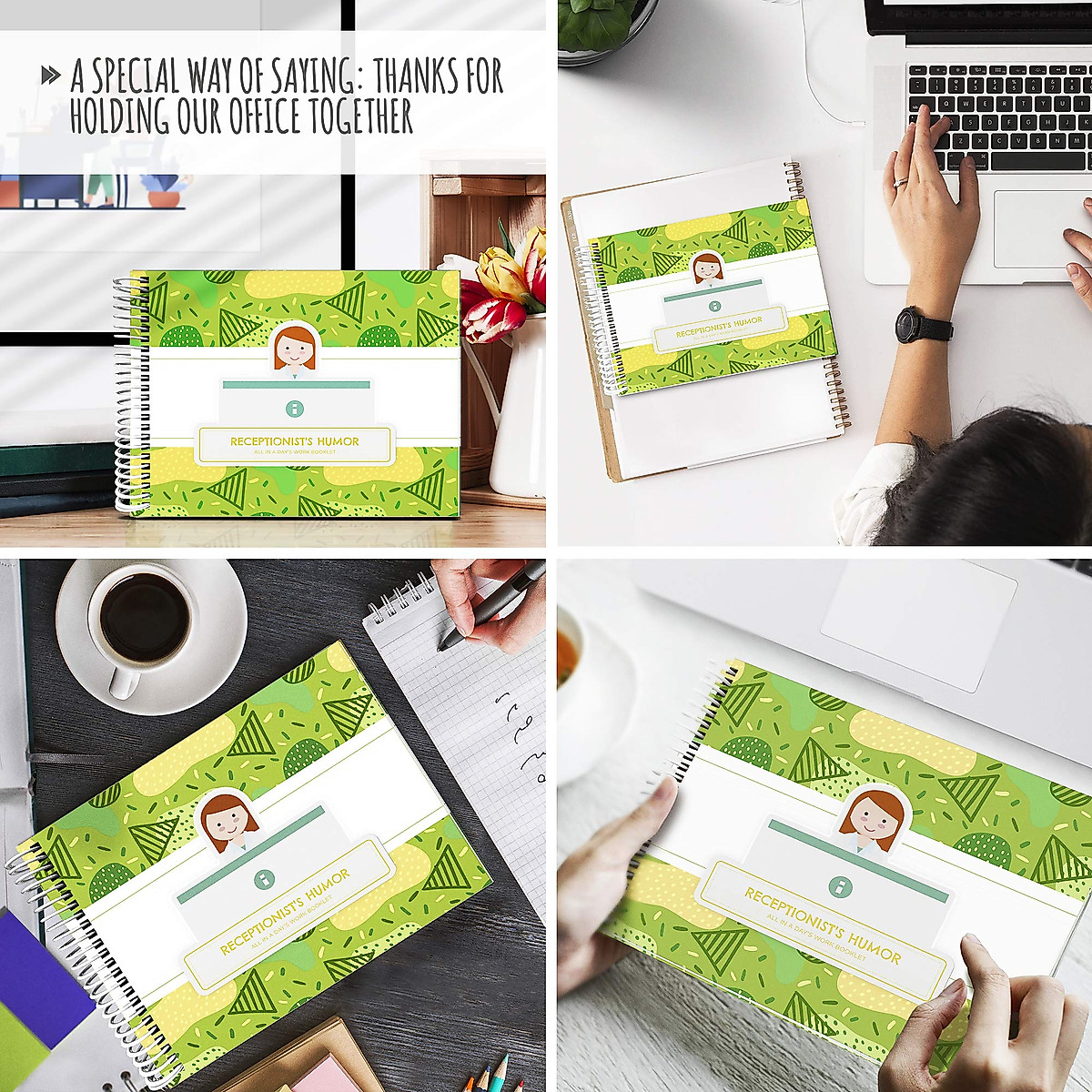 Receptionist Gifts - Personalizable Humor Booklet with Matching Card to Say Thank You to Your Favorite Receptionist Or Front Desk Assistant - Easy-to-Fill and Thoughtful Gift Ideas. Funny Office Gifts