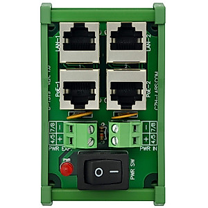 CZH-LABS DIN Rail Mount 2 Ports Passive RJ45 PoE Power Injection Board, Power Over Ethernet Injector Module.