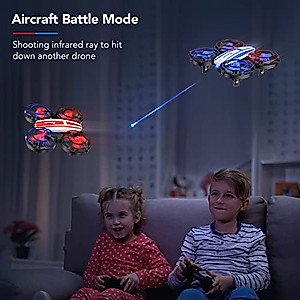 Potensic 2 Pack Mini Drones, RC Quadcopter for Kids Beginners with IR Battle Mode, 3D Flip, Circle Fly, Self-Rotate, 3 Speeds, Headless Mode, Altitude Hold, Flying Toy Gift for Boys Girls (Red, Blue)