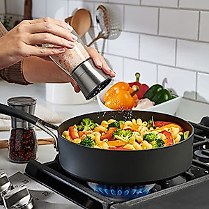 GLING Salt and Pepper Grinder Set - Refillable Sea Salt & Peppercorn Stainless Steel Shakers - Salt and Pepper Mill - 5 Inch