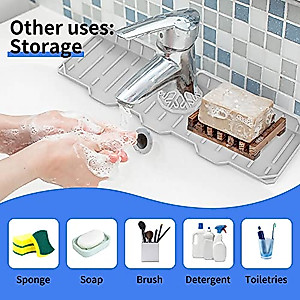 Gaswug Kitchen Sink Silicone Faucet Handle Drip Catcher Tray Mat, Silicone Sink Splash Guard Mat for Kitchen, Kitchenguard Silicone Faucet Handle Drip Catcher Tray - 2Pcs