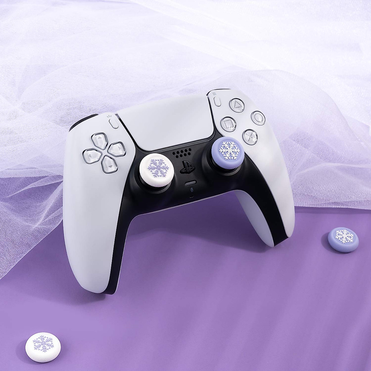 GeekShare 4PCS Silicone Snow Joy Con Thumb Grip Set Joystick Caps Cover Thumb Stick Grips (PS4/PS5/NS Pro)