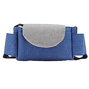 Baby Stroller Bag, Baby Stroller Accessories Bag Reusable Oxford Cloth Stylish Portable Large Capacity for All Strollers(Blue Gray)
