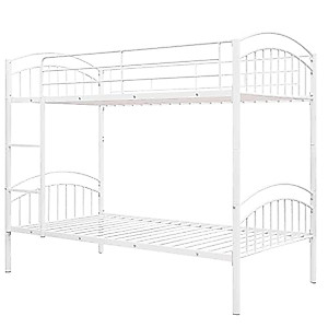 Cotoala Twin Over Twin Metal Bunk Bed with Guardrails and Steel Ladder, Can Be Split into Two, Space Saver Design, No Box Spring Needed