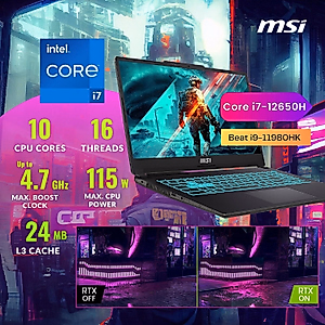 MSI Cyborg 15 Gaming Laptop, 15.6" FHD 144Hz Display, Intel Core i7-12650H, NVIDIA GeForce RTX 4060, 64GB DDR5 RAM, 2TB SSD, Webcam, Backlit Keyboard, Wi-Fi 6, Windows 11 Home, Translucent Black