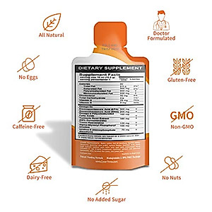 Kids Nutritional Brain Supplement- Boost Child Memory, Focus, Calmness- Support Brain, Immune, Vision, Heart Health- Omega Fish Oil DHA, Vitamin C, Turmeric, Resveratrol- Liquid Squeeze Pouch (1 Box)