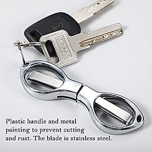 8 Pcs Stainless Steel Scissors Folding Mini Scissor Anti Rust Portable Keychain Scissors Small Glasses Shaped Compact Shear Telescopic Cutter for Travel School Office (Folding, Folding Style)