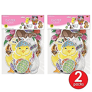 Beistle Easter Basket & Friends Cutouts 28 Piece, 4" - 15.25", Multicolored