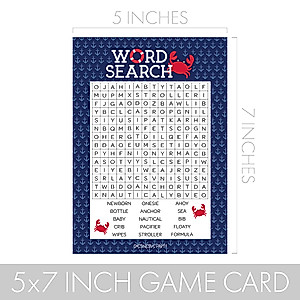 DISTINCTIVS Ahoy It's a Boy Baby Shower Games - Nautical Word Search Game - 20 Player Cards