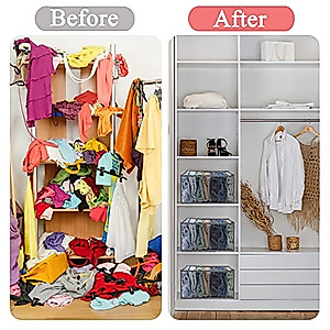 Hodeuineer Wardrobe Clothes Organizer for Jeans,7 Grid Foldable Drawer Organizers For Clothing,Clothes drawer Organizer for Thin Pants,Mesh Clothes Organizer For Folded Clothes(2Pack,Gray Upgraded)