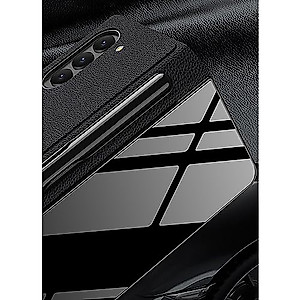 EKSED Case for Samsung Galaxy Z Fold 5, with S-Pen Holder, Luxury Flip Plating Glass Crystal Hybrid Leather 360-degree All-Inclusive Cover,#10