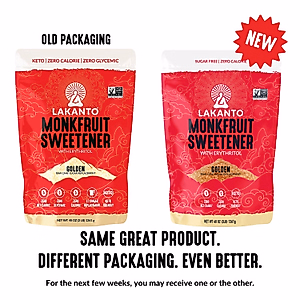 Lakanto Golden Monk Fruit Sweetener with Erythritol - Raw Cane Sugar Substitute, Coffee Tea, Baking, Zero Calorie, Keto Diet Friendly, Zero Net Carbs, Extract, Sugar Replacement (Golden - 3 lb)