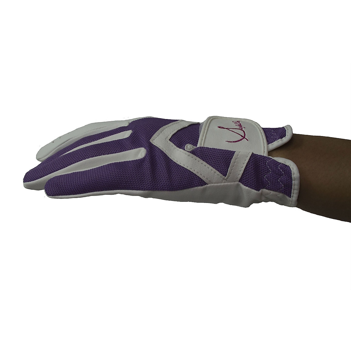 Sephlin - Lady E Women's Purple and White Left Hand Golf Glove (Medium, Left Hand)