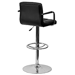 KLS14 Modern Barstools Hydraulic Adjustable Height 360-Degree Swivel Seat Sturdy Steel Frame Padded Cushion Seat Dining Chair Bar Pub Stool Home Office Furniture - Set of 2 Black #1978