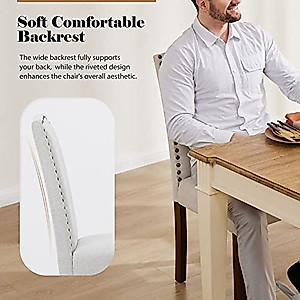 Sweetcrispy, Modern Upholstered Fabric Dining Nailhead Back and Wood Legs, Mid-Century Accent Side Chair for Living Room, Bedroom, Kitchen, Set of 4, Grey