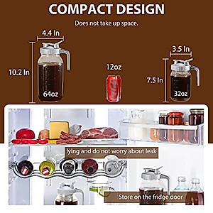 Cold Brew Coffee Maker Pitcher, 64 Oz Heavy Duty Wide Mouth Glass Mason Jar pour spout Lid with Stainless Steel Filter for Iced Coffee, Ice Lemonade, Fruit Drinks, Sun Tea