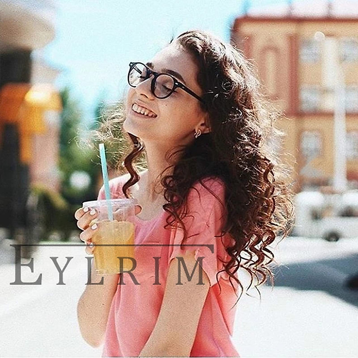 EYLRIM Round Blue Light Glasses Thick Circle Frame Clear Lens Non Prescription Eyewear(01 Black)