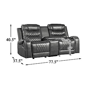 Lexicon Derringer Wall Hugger Manual Double Glider Reclining Loveseat, Gray