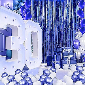 Birthday Party Decorations| 3 Pack 3.3 x 9.9 ft Blue Foil Fringe Curtains Party Supplies|Tinsel Curtain Backdrop for Parties, Glitter Streamers Backdrop for Birthday/Photo Booth Backdrops/Party Decor