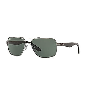 Ray-Ban Men's RB3483 Metal Square Sunglasses, Gunmetal/Green, 60 mm