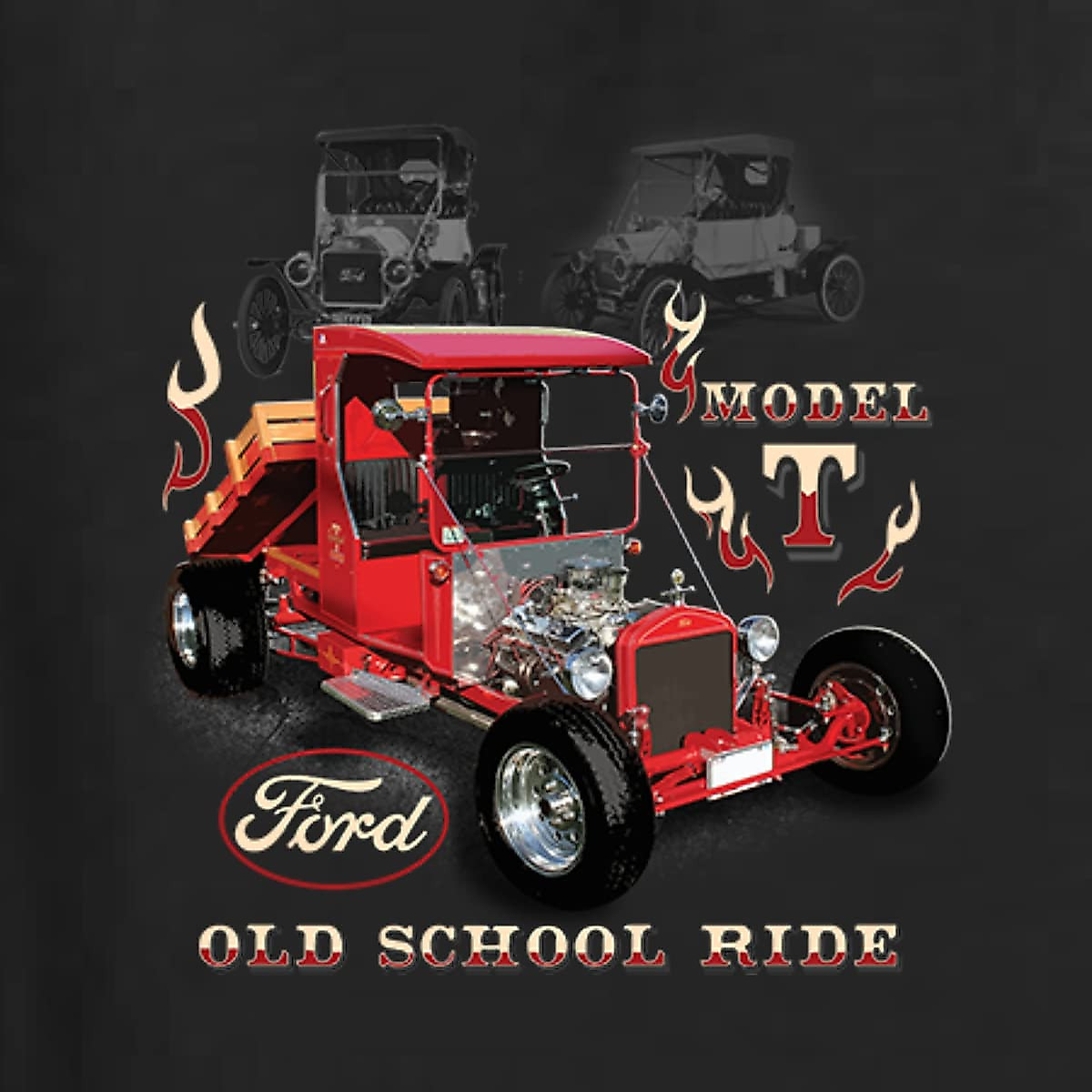 Wild Bobby Ford Model T Roadster 1923 Old School Ride Classic Vintage Cars and Trucks Unisex Crewneck Graphic Sweatshirt, Black, Small