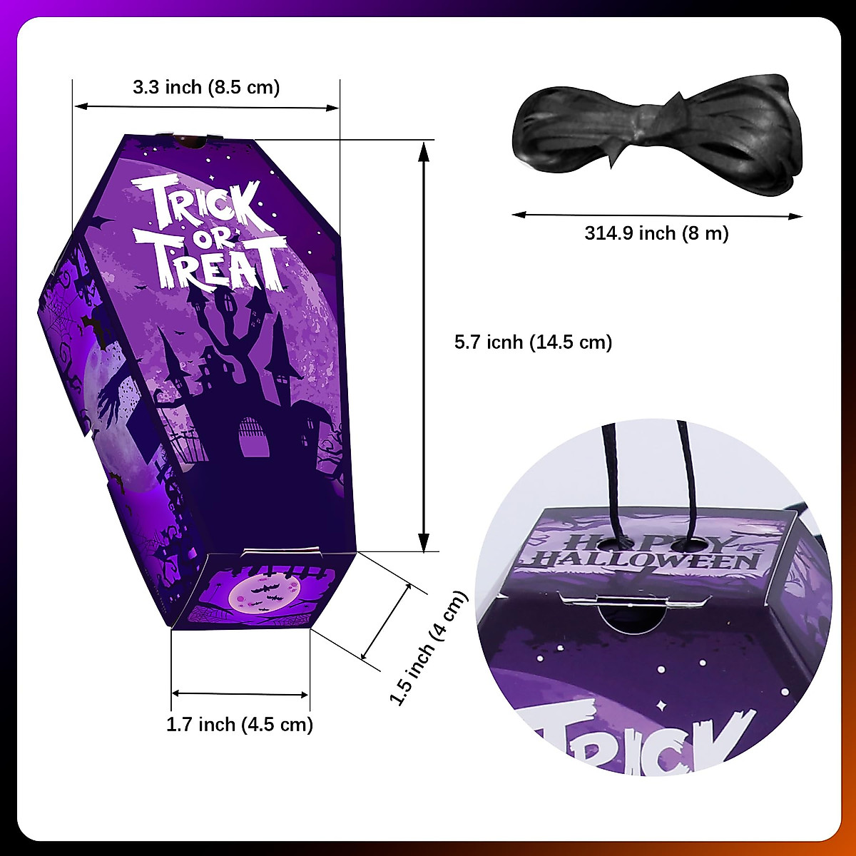 HOMEZZO 24 Pcs Halloween Coffin Boxes, Trick or Treat Halloween Coffin Paper Candy Treat Gift Boxes for Halloween Party Decorations