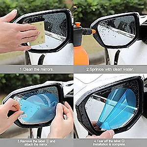 12PCS Car Rearview Mirror Waterproof Film, Rainproof Protective HD Clear Side Mirror Rain Guard, Anti Fog Glare Clear Nano Coating Car Sticker for Car Mirrors and Side Windows