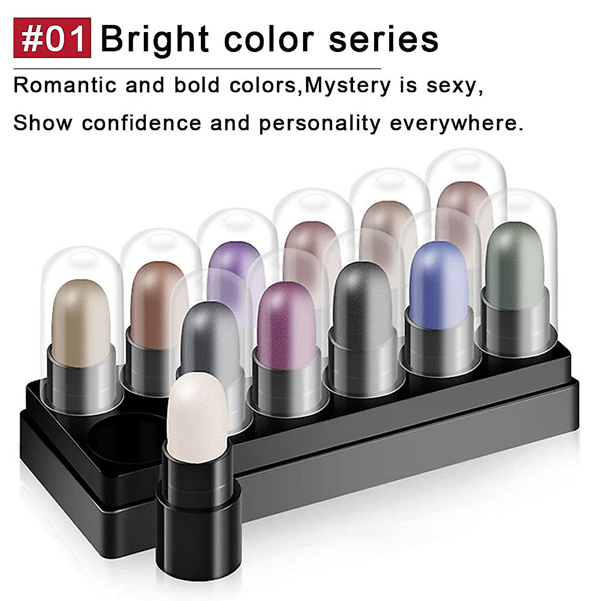 AMY'S DIARY 12 Colors Glitter Eyeshadow Stick Pen Makeup Set, Smoky Eye Shadow Pencil Crayon DNM Waterproof Gold Gray Silver White Blue Brown Green Cream Eye Glitter Eyeshadow Stick Set