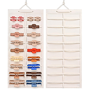 Lolalet Hair Claw Clip Organizer, 1 Pack Hanging Hair Clip Organizer Storage for Women Girl, Wall-Mounted Hair Claw Clip Holder Organizer, Claw Clip Storage Display for Wall Door Closet -Beige