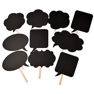 Photo Booth Props Kit,Writable Black Paper Card Board Photographing Props for Wedding Birthday Prom Party Favor(10pcs with Different Shapes)
