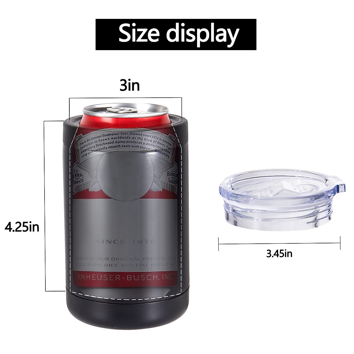 Can Cooler 3in x 4.25in Can Cooler insulated 3-in-1 Stainless Steel Beer Can Cooler universal (1pack)
