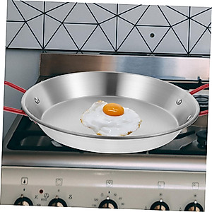 IMIKEYA Kitchen Supplies Stir Frying Pans with Steamer Enameled Steel Paella Pan Wok Frying Pan Cooking Pan Frypan Non Stick Fry Pan Stainless Cookware Non Stick Paella Pan Skillet Silver