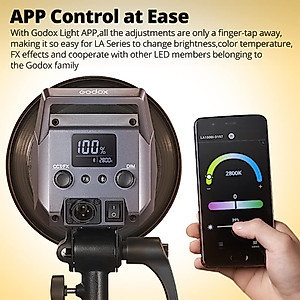 Godox LA200Bi Video Light, 230Ws 2800K-6500K Bi-Color LED Light, CRI 96+ TLCI 97+,11 FX Effects,Support Godox Light APP for Studio Portrait Photography