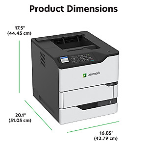 Lexmark MS820 MS821dn Laser Printer - Monochrome - 1200 x 1200 dpi Print - Plain Paper Print - Desktop - 55 ppm Mono Print - A6, Oficio, Envelope No. 7 3/4, Envelope No. 9, B5 (JIS), A4, Legal, A5, Le