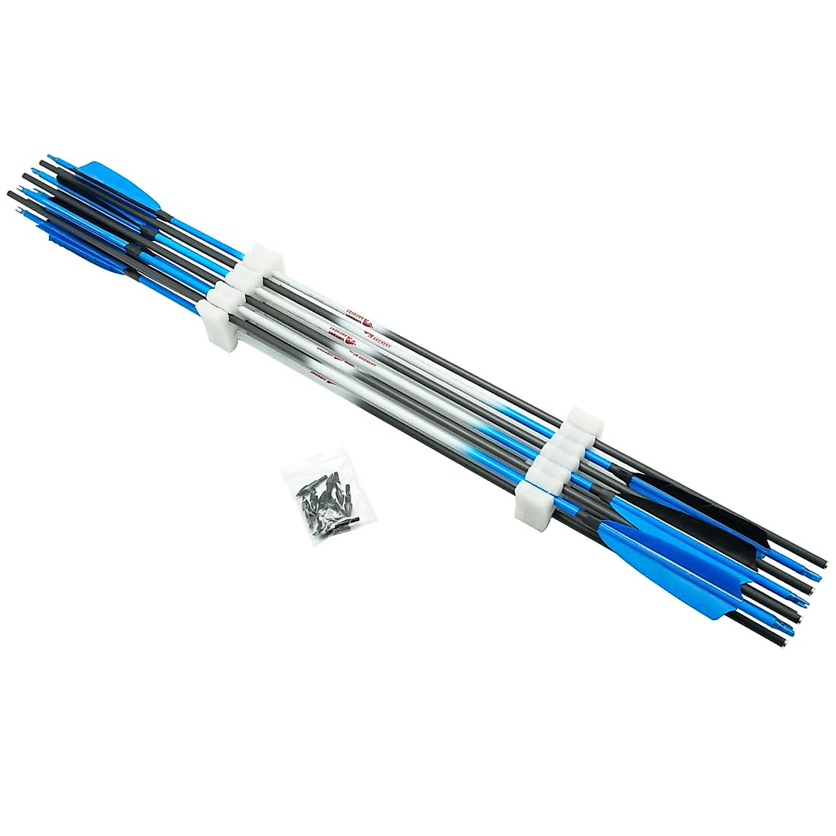 Linkboy Archery Carbon Arrows Hunting Practice Target Arrows Fluorescent Blue with Removable Tip for Compound Recurve Long Bows, Spine 500/32inch, Pack of 12PCS