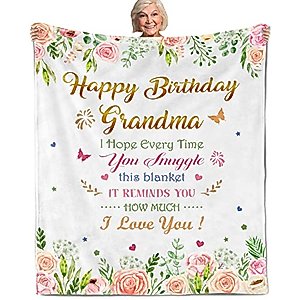 KJACGAD Grandma Birthday Gifts, Gifts for Grandma Mothers Day, Birthday Gifts for Grandma, Happy Birthday Grandma, Grandma Birthday Blanket, Birthday Presents for Grandma 60x50 Inch