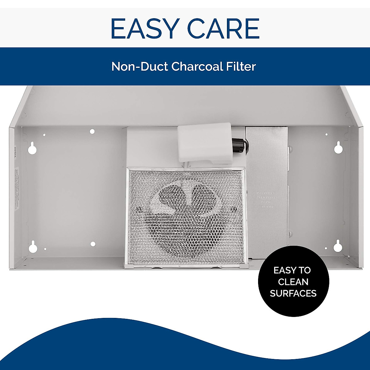 Broan-NuTone BUEZ121WW Ductless Under-Cabinet White Range Hood Insert with Lights, 21-Inch