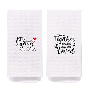 NEGIGA Wedding Gift for Couple,Marriage Gifts,Couple Kitchen Gifts,2 Pieces 16 X 24 Inch Hand Towels,Couple Kitchen Decor,Kitchen Towels for Newlyweds