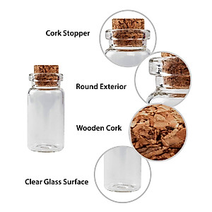 Super Z Outlet Mini Overall Decorative Bottles Cork Tops for Camping Project, Arts & Crafts, Jewelry, Stranded Island Message, Wedding Wish, Party Favors - 1 Milliliters - Glass